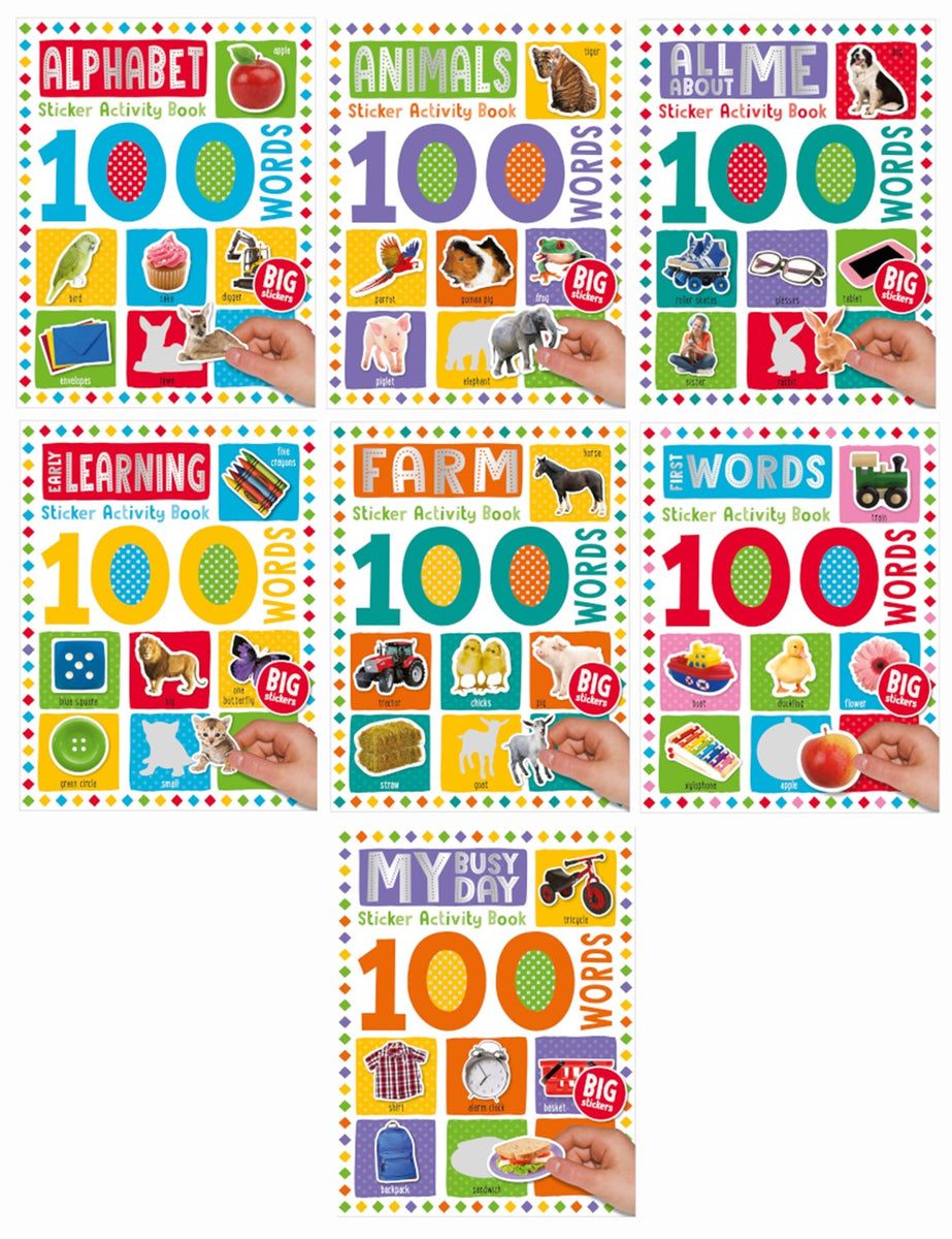 First 100 Words Sticker Activity Books Set of 7 – A to Z Educational ...